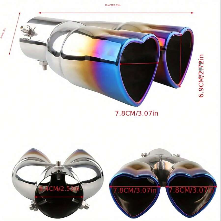 Universal Car Double Pipe Heart-shaped Exhaust Muffler, 2.5 Inch ...