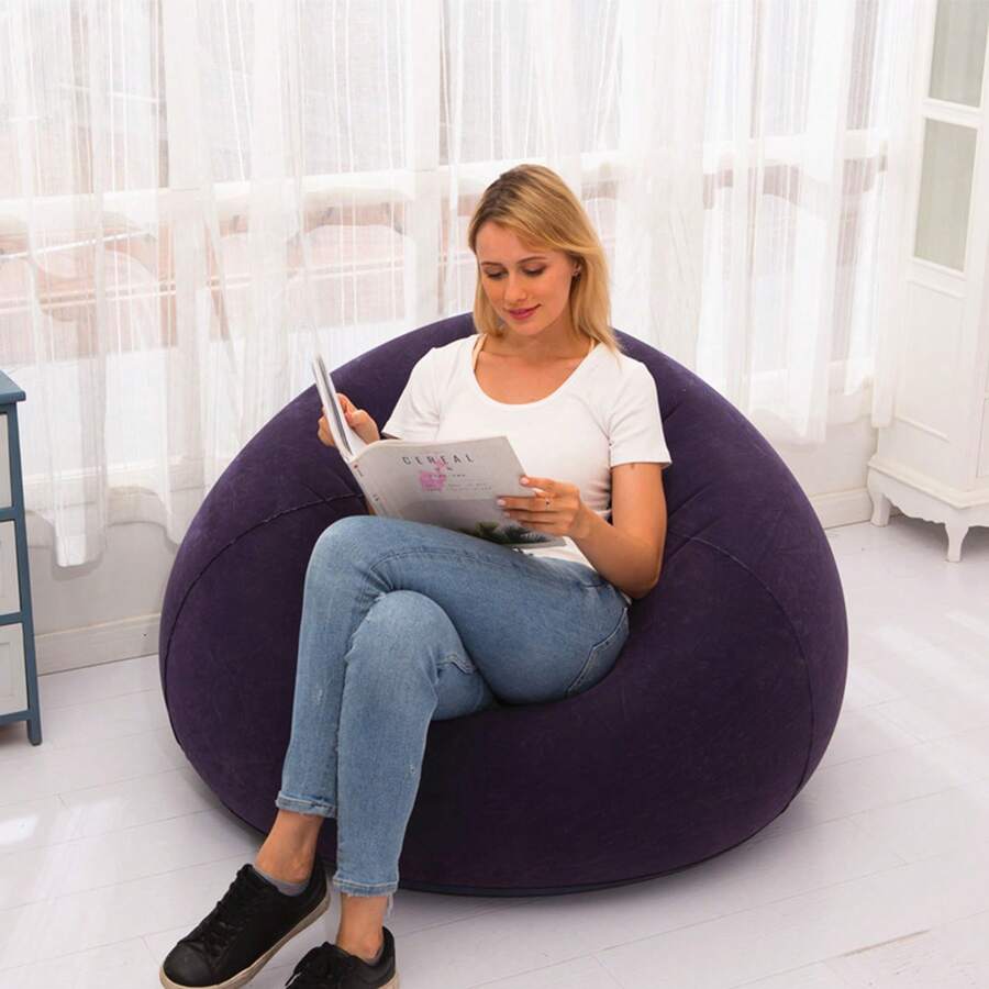 New Flocked Inflatable Sofa, Perfect For Courtyard Leisure, Adults With ...