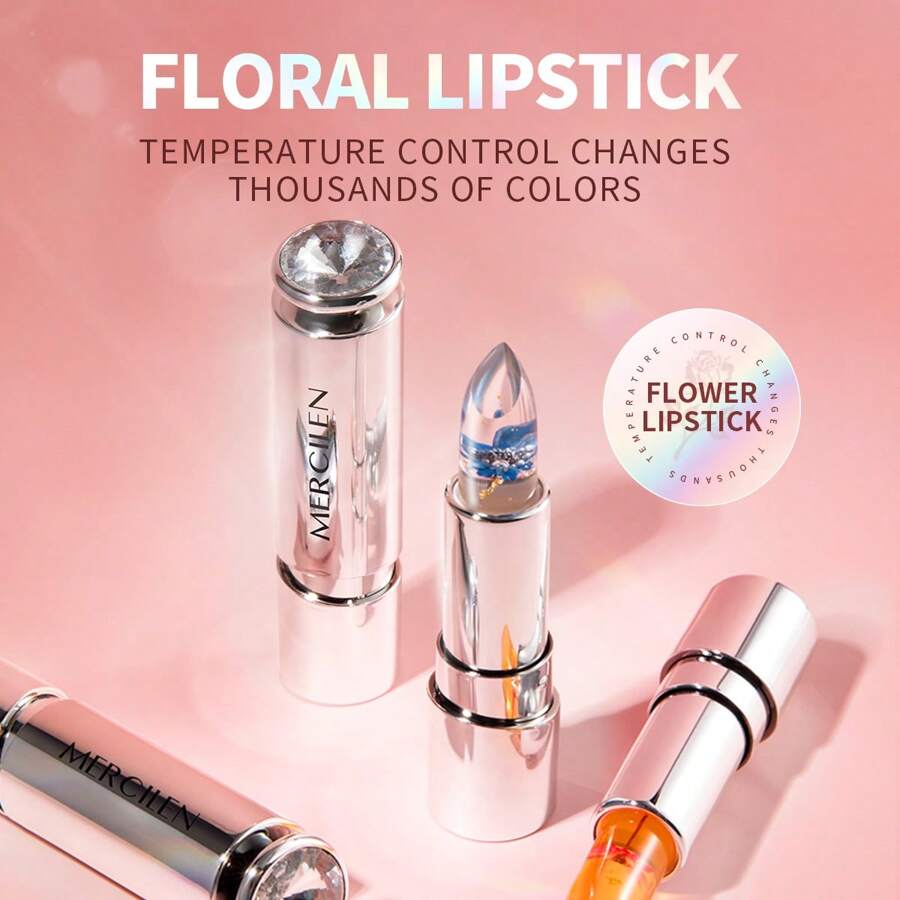 Dreamlike Blue Floral Crystal Translucent Lipstick With Essential Oil 3 ...