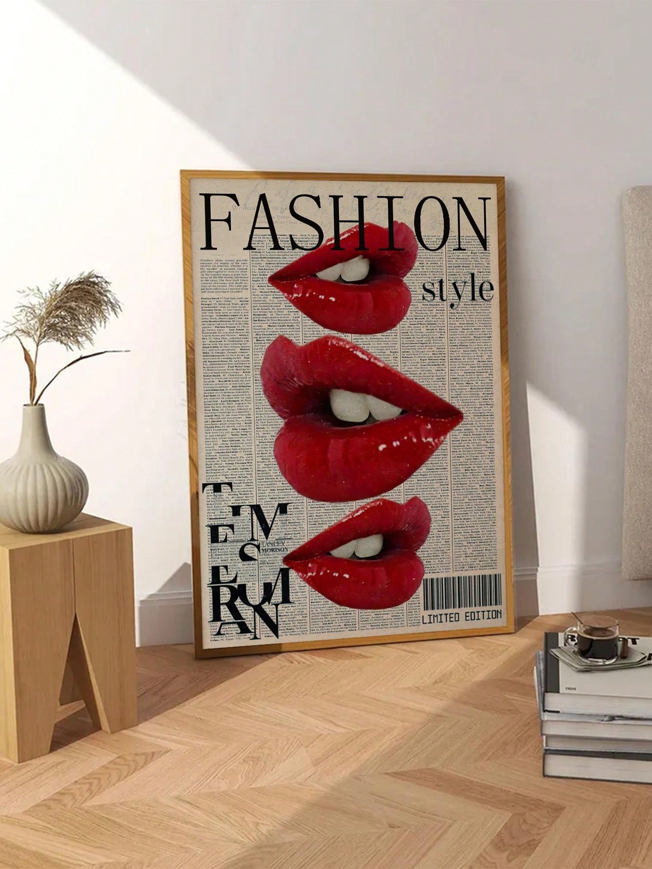 1pc Retro Chic Lips & Letter Printed Poster For Living Room Bedroom ...