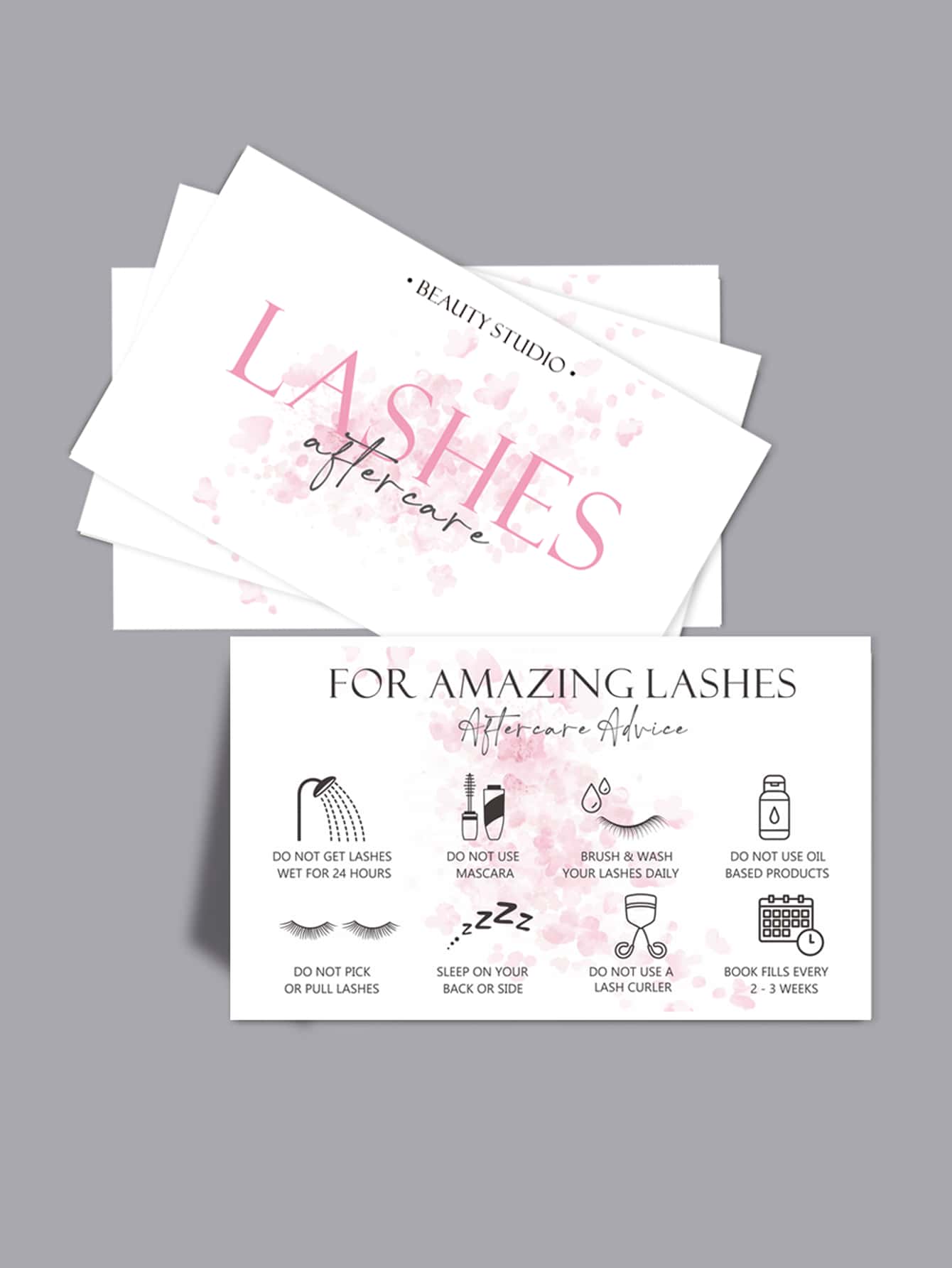 50pcs Pink Eyelash Extension Aftercare Cards, Lash Business Cards, 9*5 ...