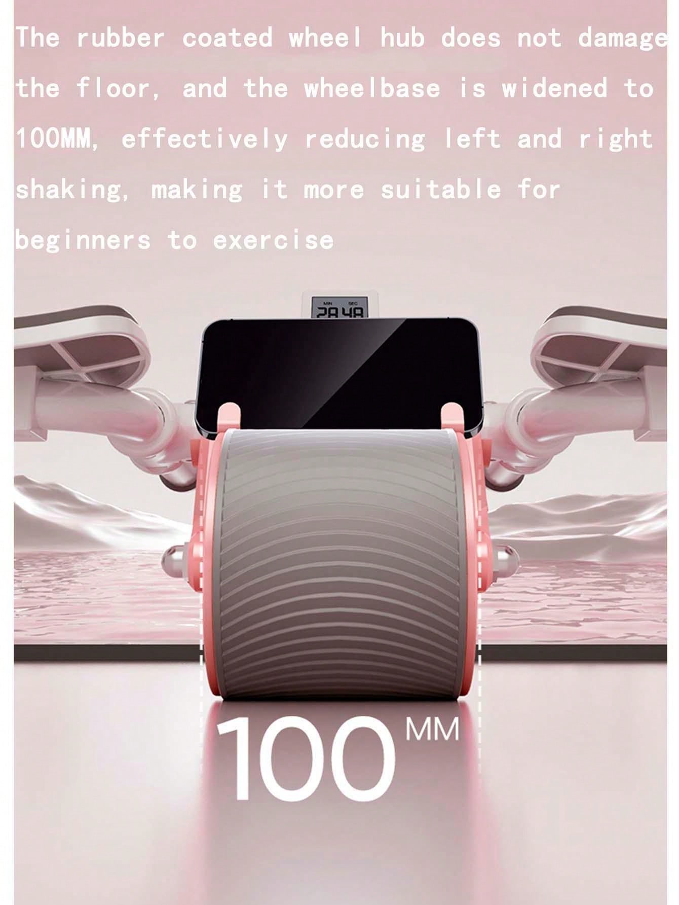 Pink Auto-rebound Ab Wheel With Timer & Waist Muscle Training Roller ...