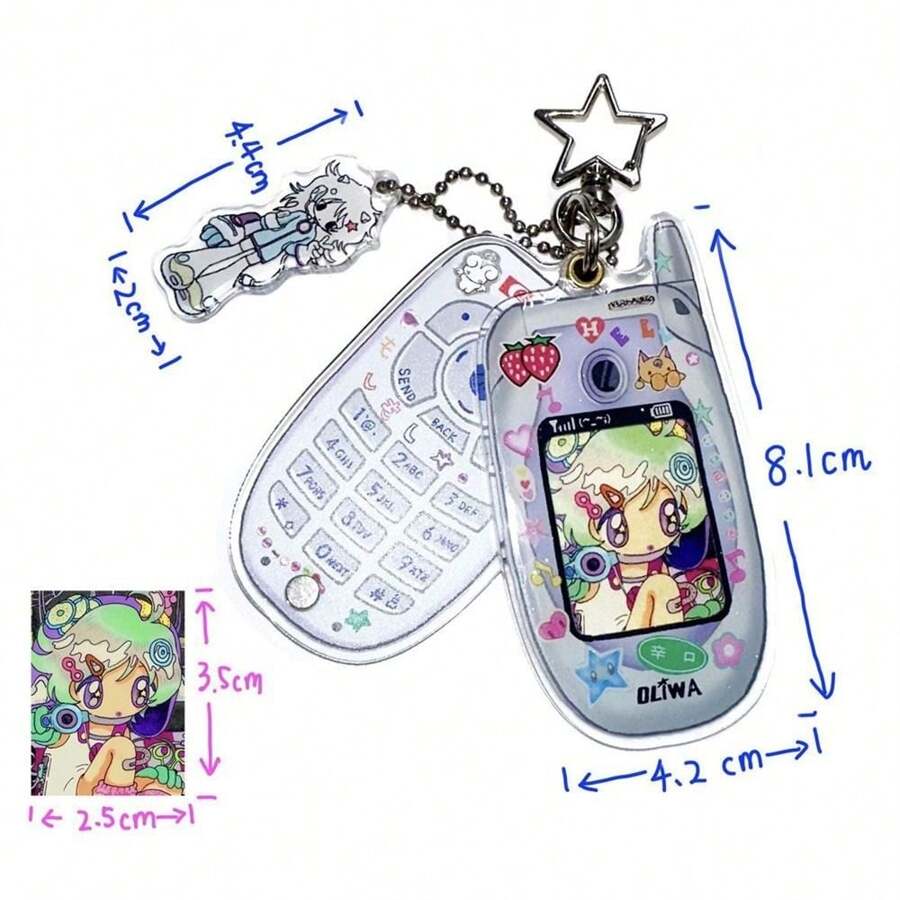 Y2k Accessories Mini Mobile Phone Picture Frame Keychain Kawaii Sweet ...