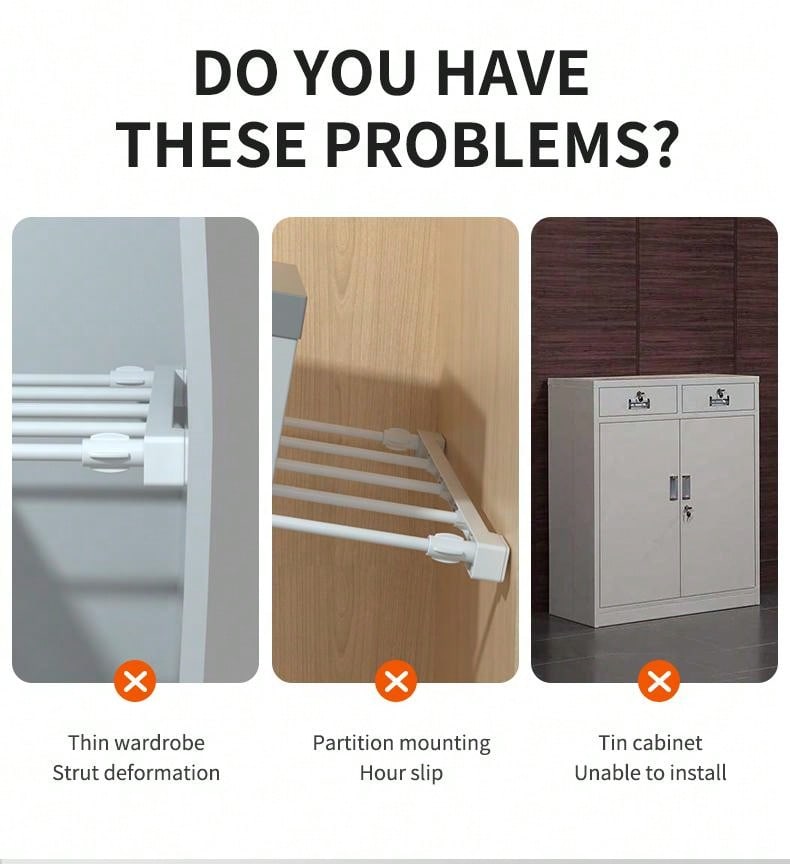 No Drill Expandable Adhesive Multipurpose Wardrobe Divider Layered Rack ...