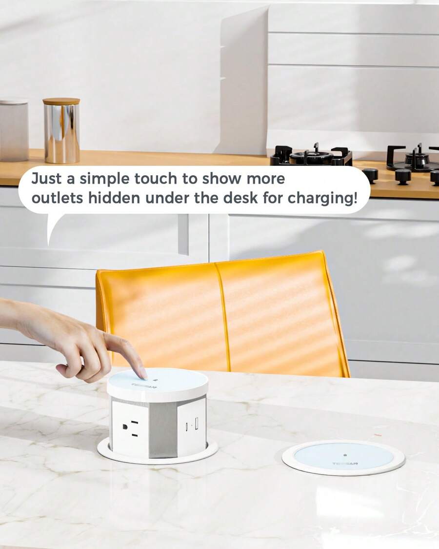 TESSAN Automatic Pop Up Power Outlet With 15W Wireless Charger, Pop Up ...