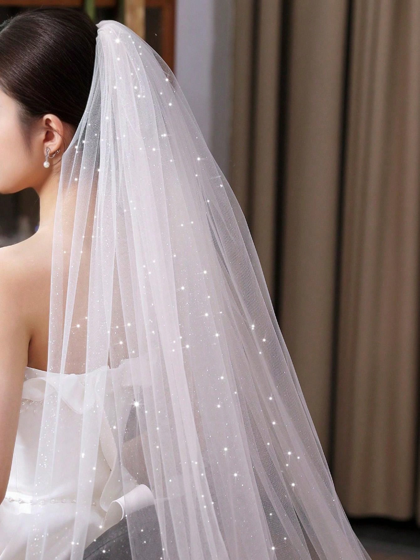 Glitter Detail Bridal Veil | SHEIN EUR