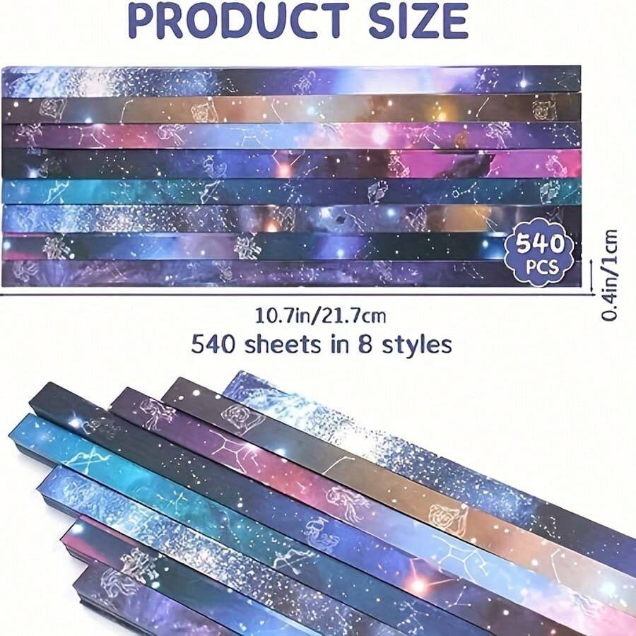 540pcs 12 Zodiac Constellation Galaxy Lucky Star Origami Paper Strips ...