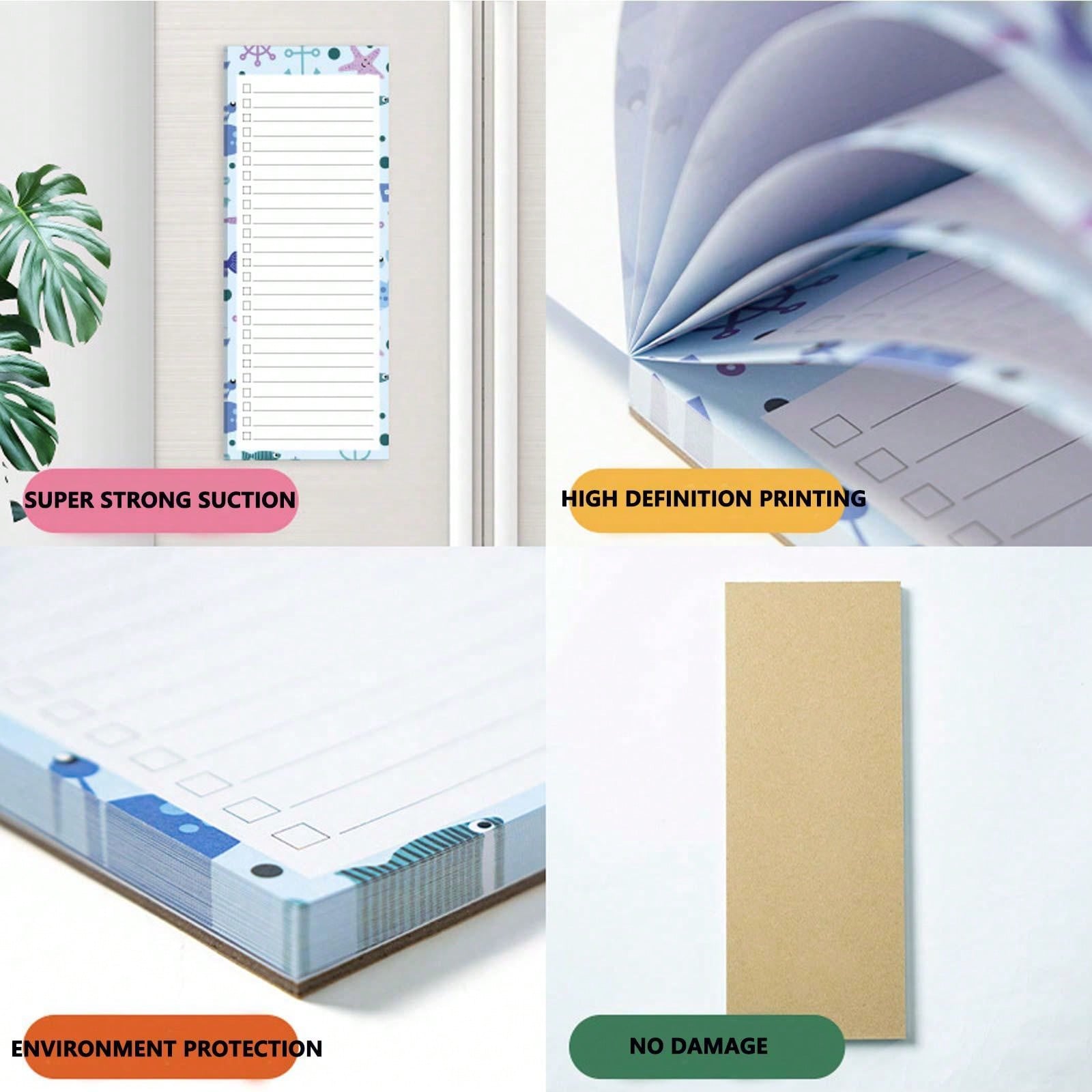 60 Sheets Ocean Theme Full Magnet Back Notepad To Do List Grocery ...