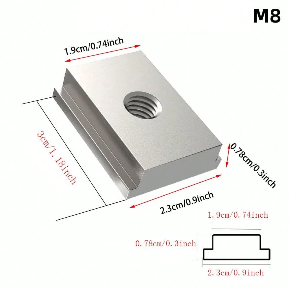 One Piece Silver Workbench M6/M8 T Slot Nut Bolts T-track Slider ...