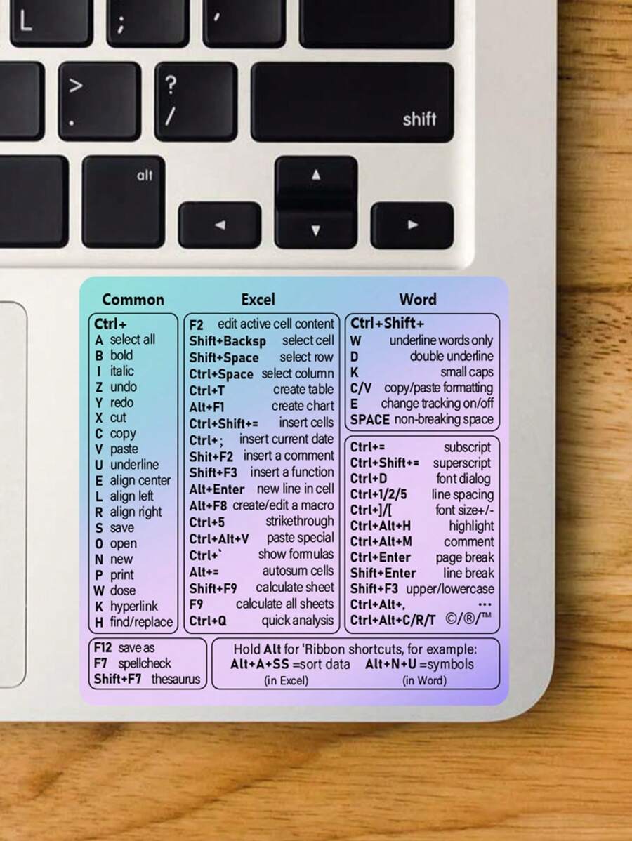 1pc Laptop Excel Shortcut Keys Sticker | SHEIN USA