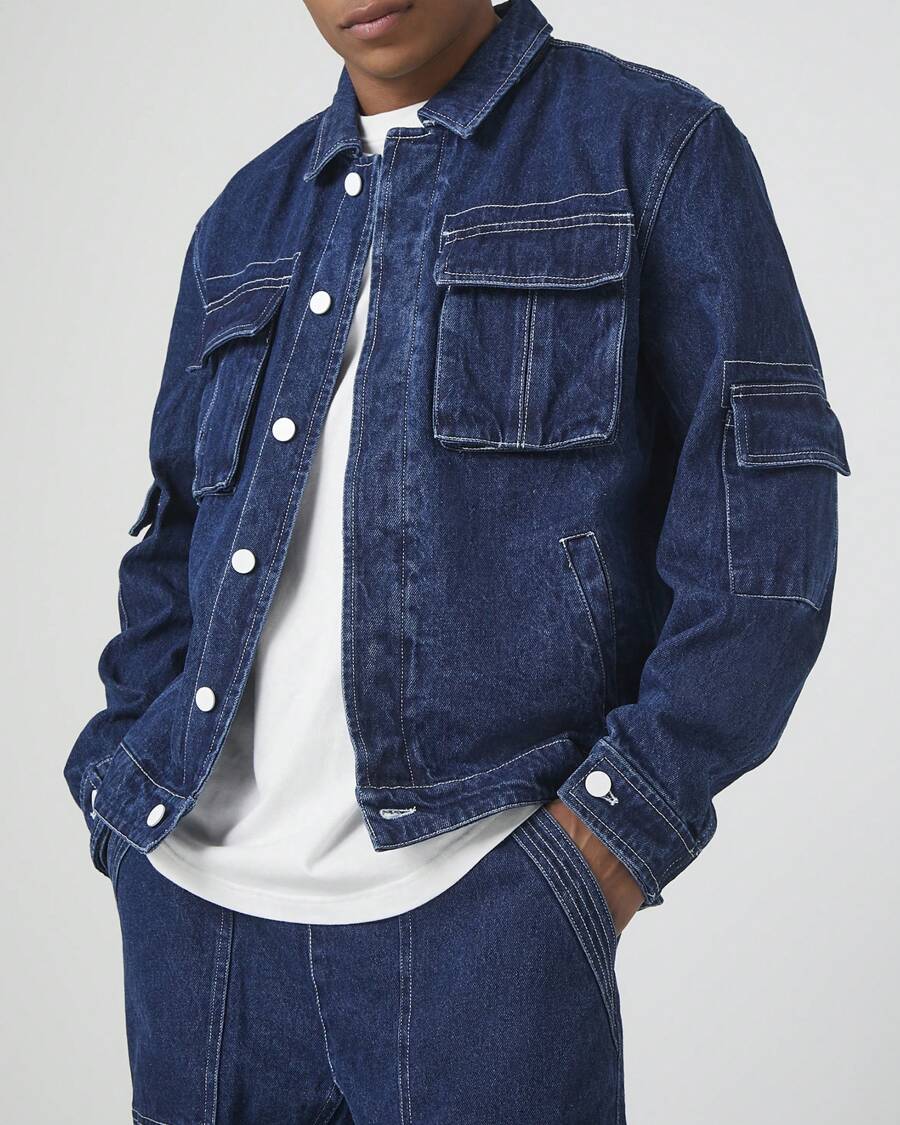 Denim Cargo Trucker Jacket | SHEIN USA