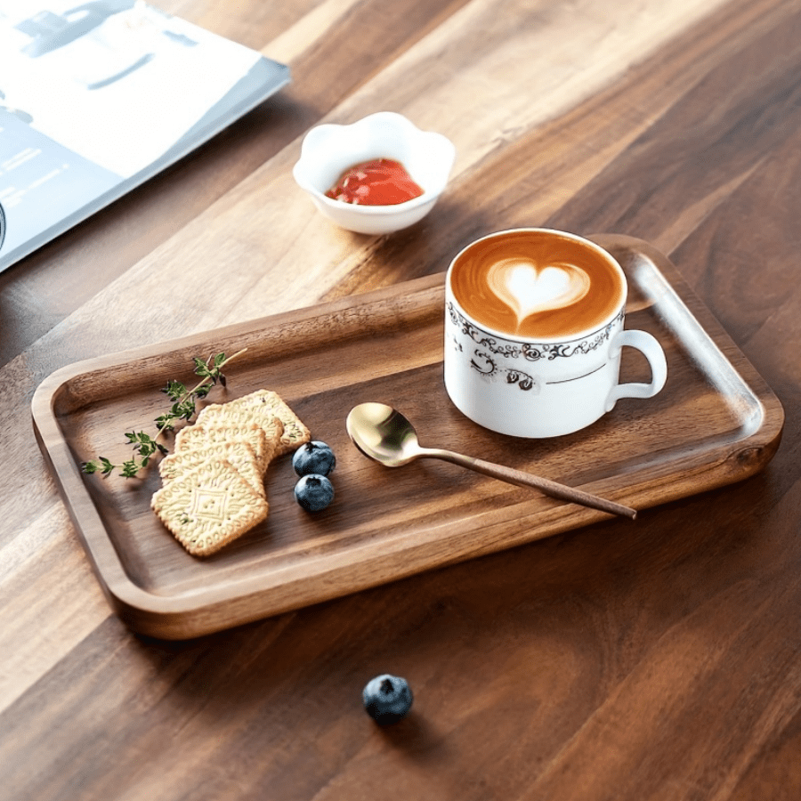 1pc Acacia Wood Tray Rectangular Tea Tray Multifunctional Storage Tray Fruit Tray Dessert