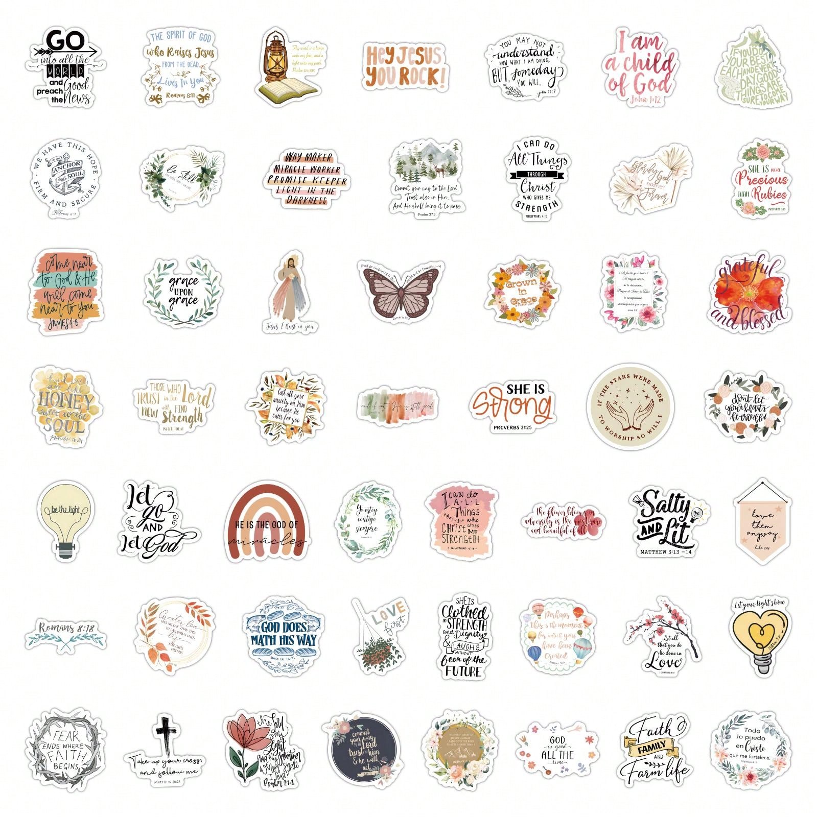 200PCS Bible Stickers Jesus Stickers,Christian Jesus Scripture Stickers ...