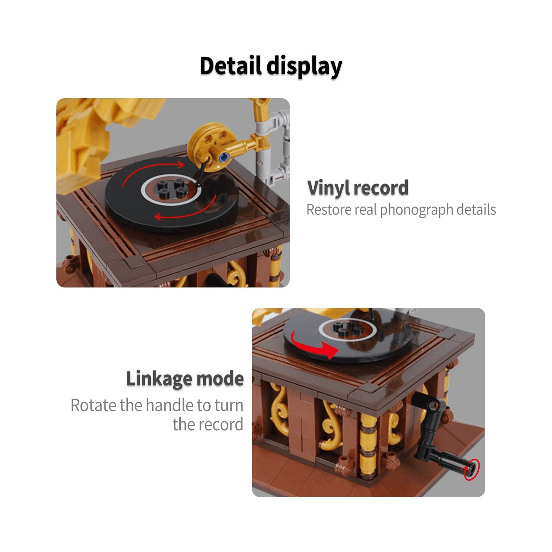 Retro Record Player 1 Set Abs Building Blocks Classic Nostalgic Record ...
