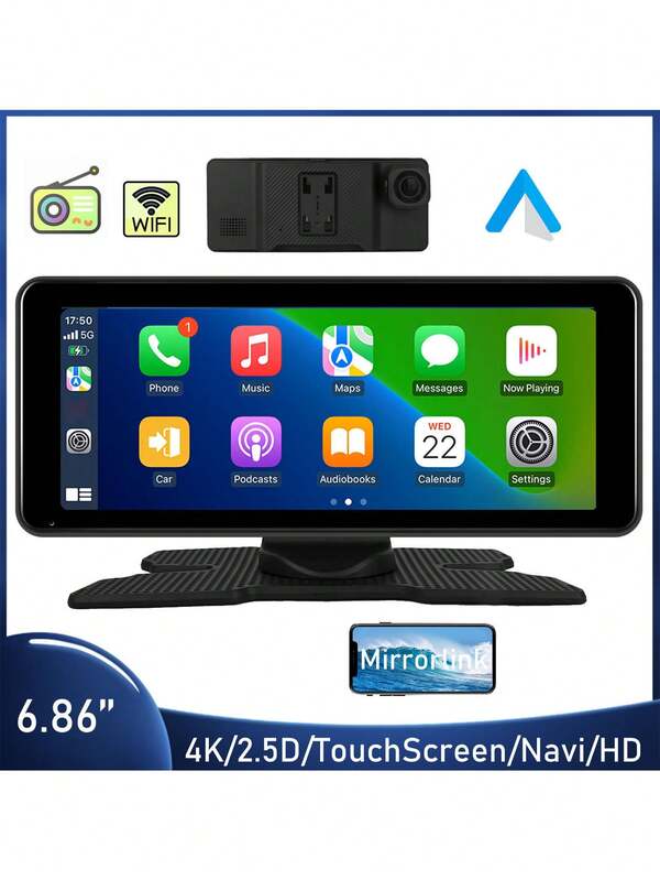 6.86-inch Wireless Android Auto Smart Screen Player Mirror cast HD 4K ...