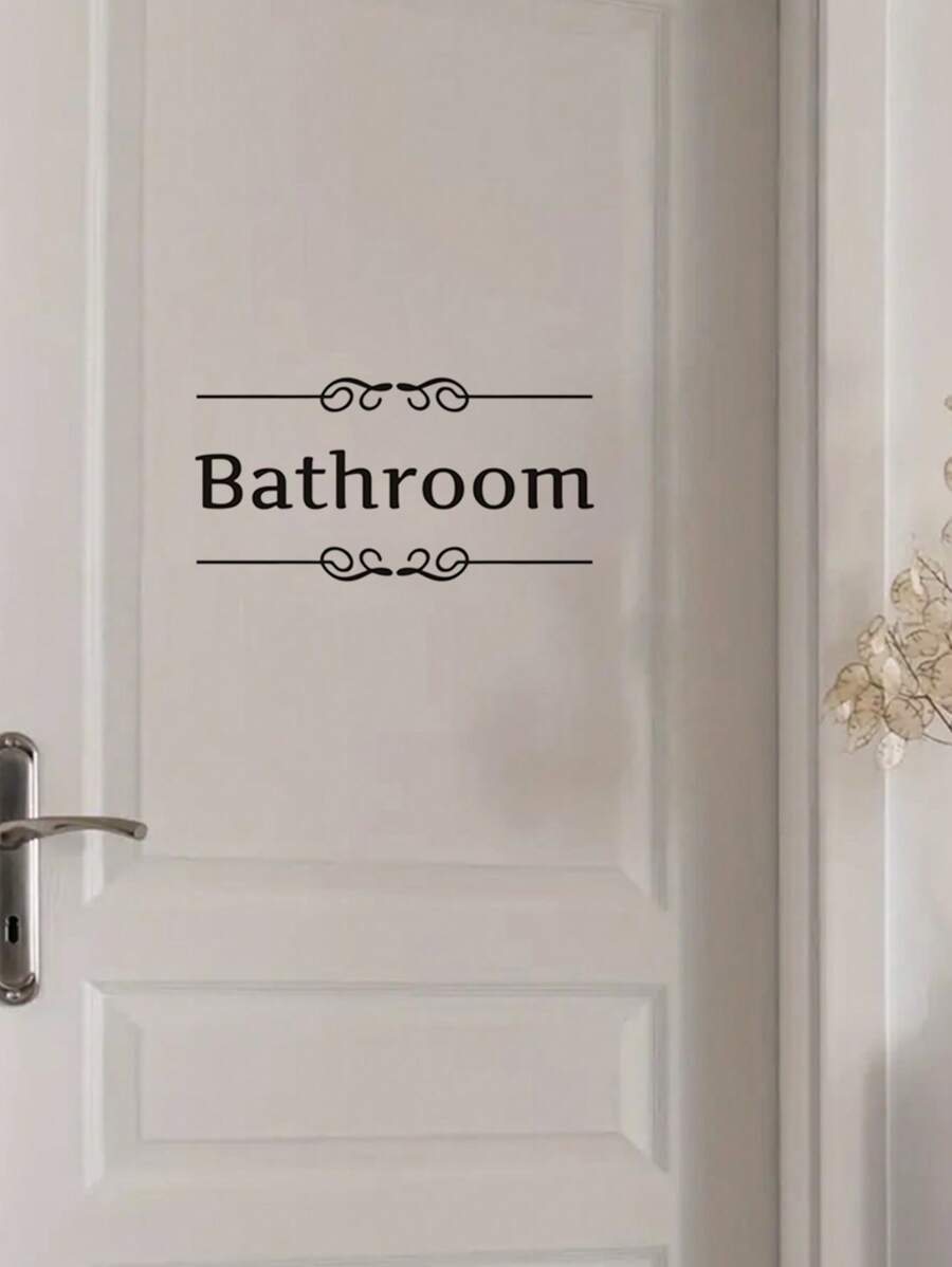 1PC Black Letter Bathroom Sign Toilet Wall Decals WC Shower Room Door ...