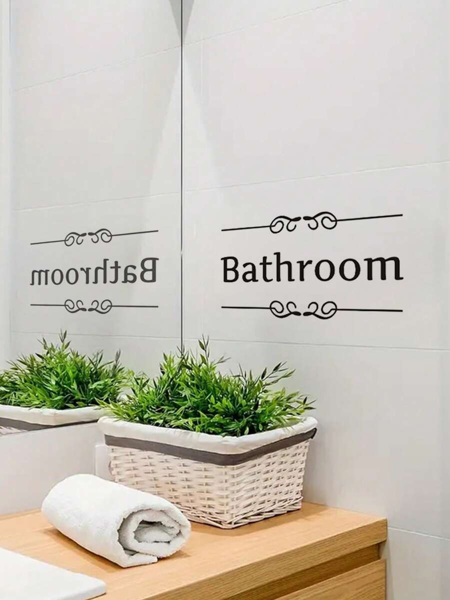 1PC Black Letter Bathroom Sign Toilet Wall Decals WC Shower Room Door ...
