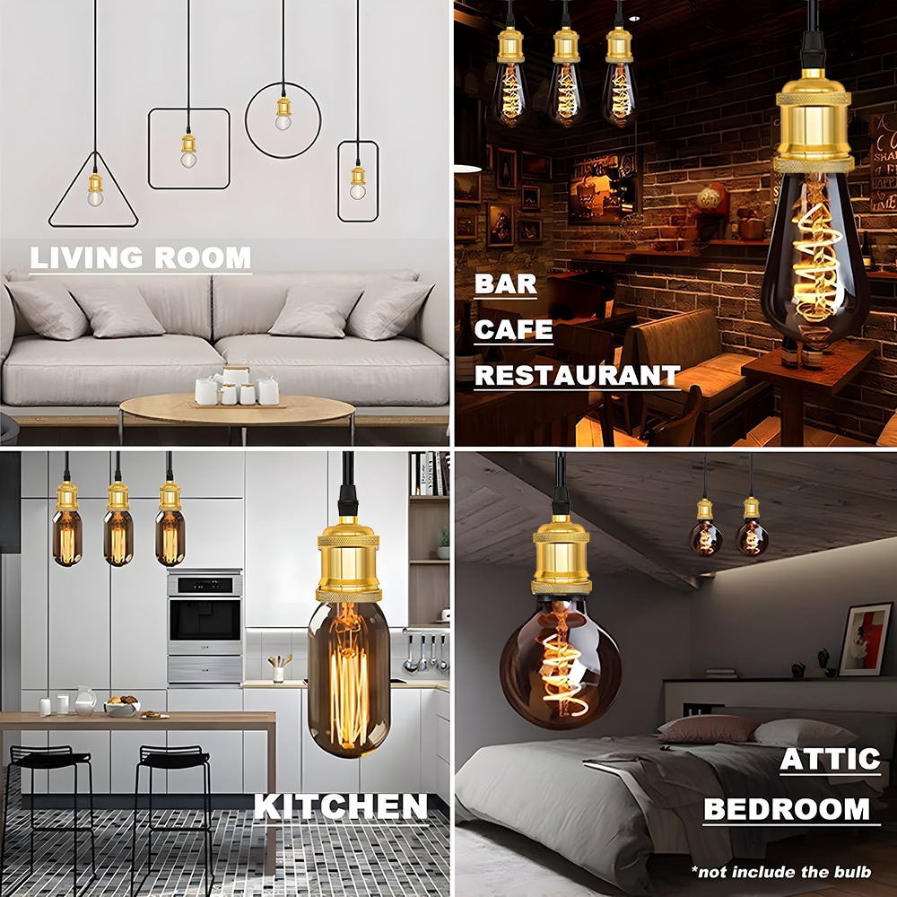 110v-130v 1pcs Mini Pendant Light Kit E26 Base Vintage Style Gold Light ...