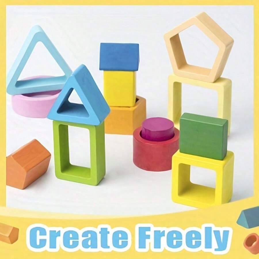 Montessori Wooden Toys, Colorful Geometric Shape Sorting Puzzle ...