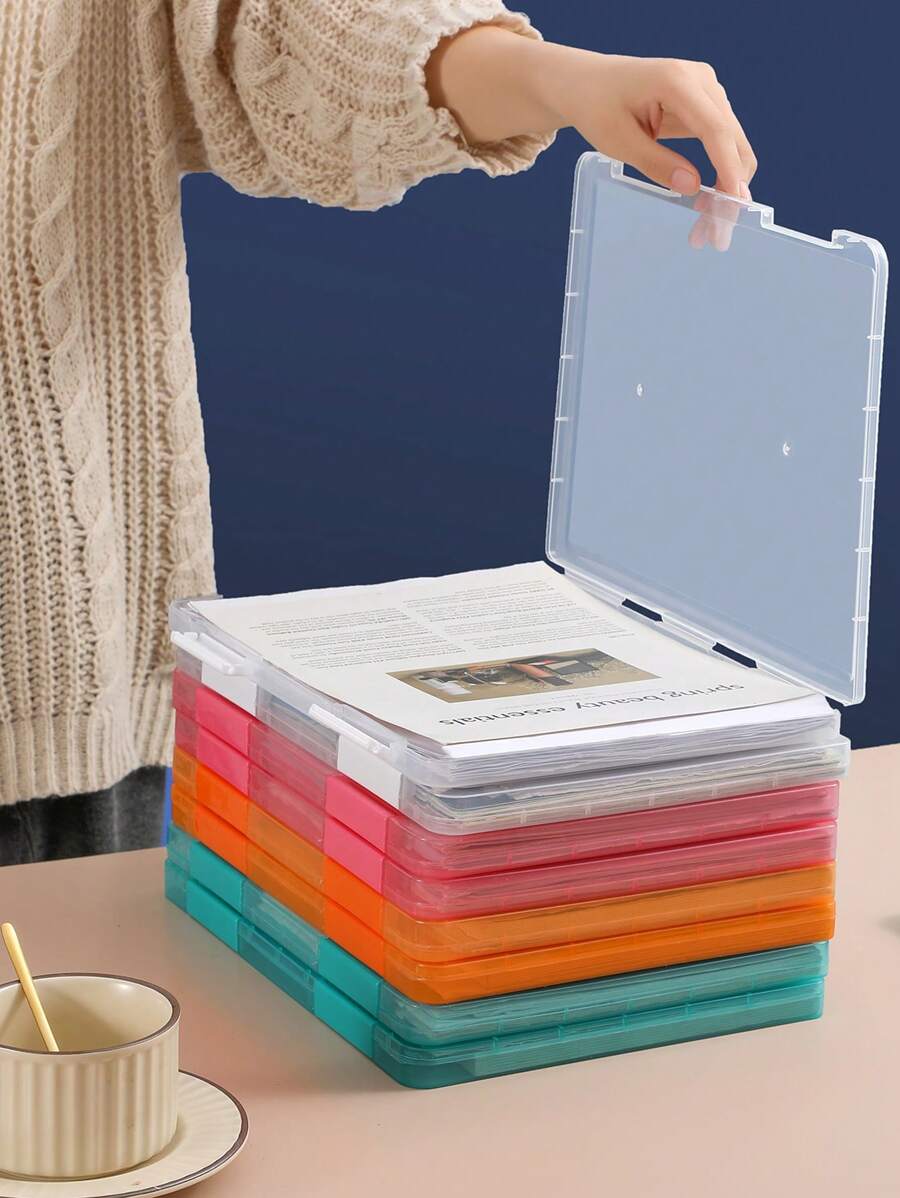 1pc A4 Transparent Plastic Pp File Box For Papers, Documents ...