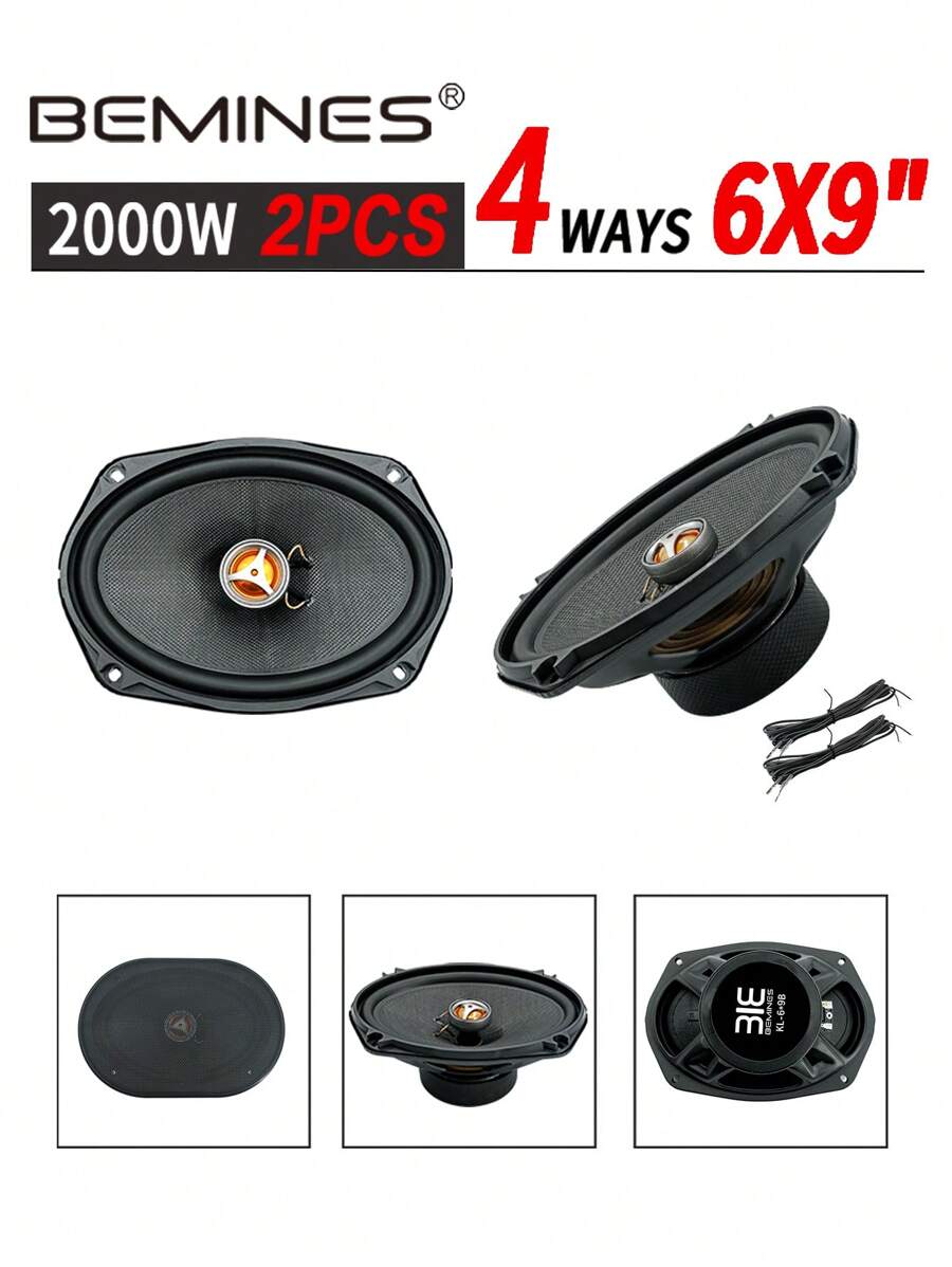 1 Set Of Bemines Kl-69b Black Aluminum Alloy 6*9inch 2000w Hifi Coaxial ...