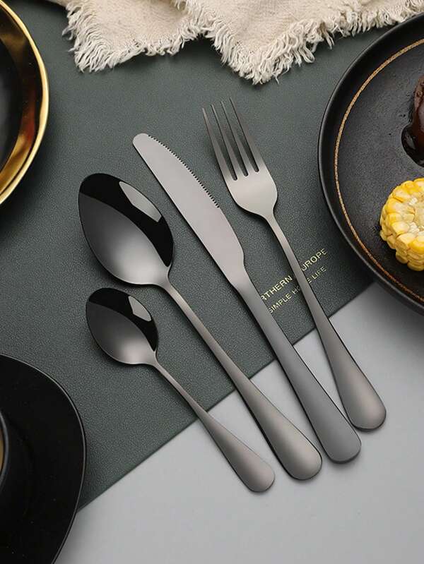 24pcs Stainless Steel Cutlery Set Gift Box, Suitable For Family Kitchen ...