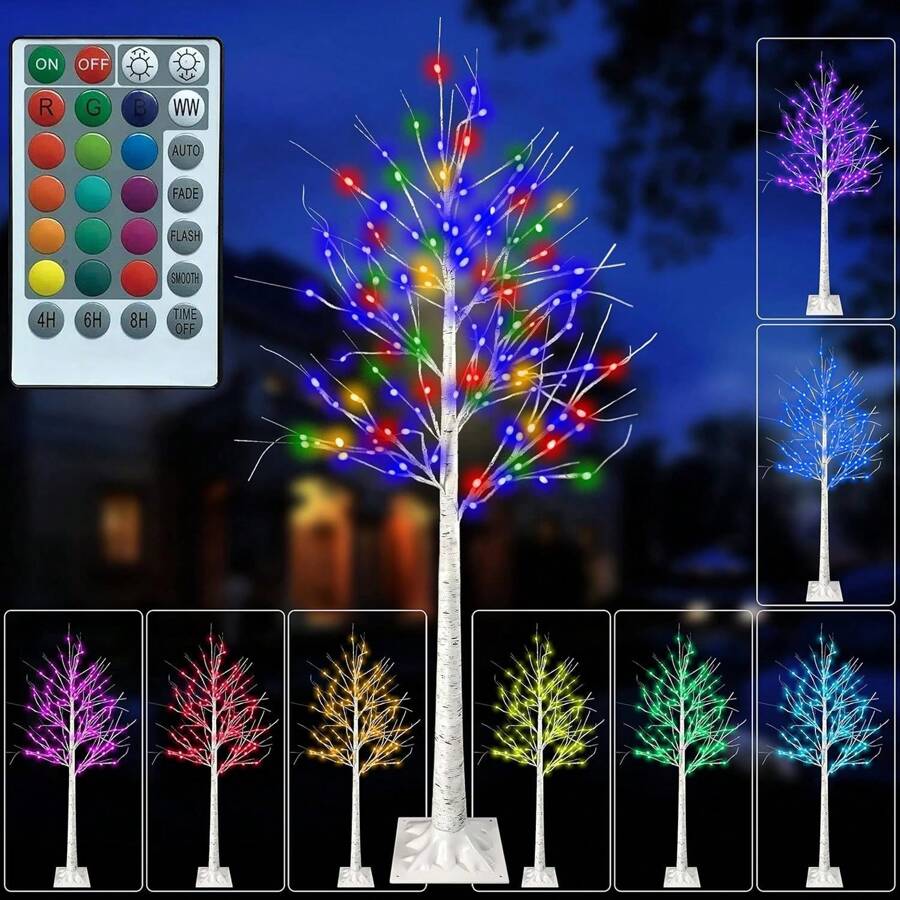 5 Feet LED Color Changing Birch Tree Light RGBW Dimmable Lighted Birch ...