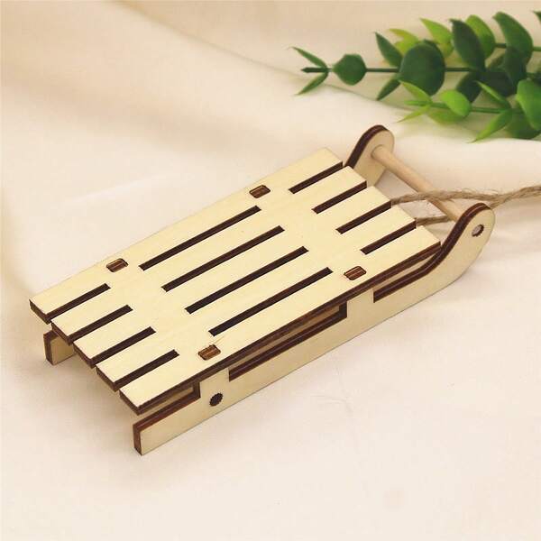 Christmas Wooden Mini Sled Car Crafts Festival Assembly DIY Home ...