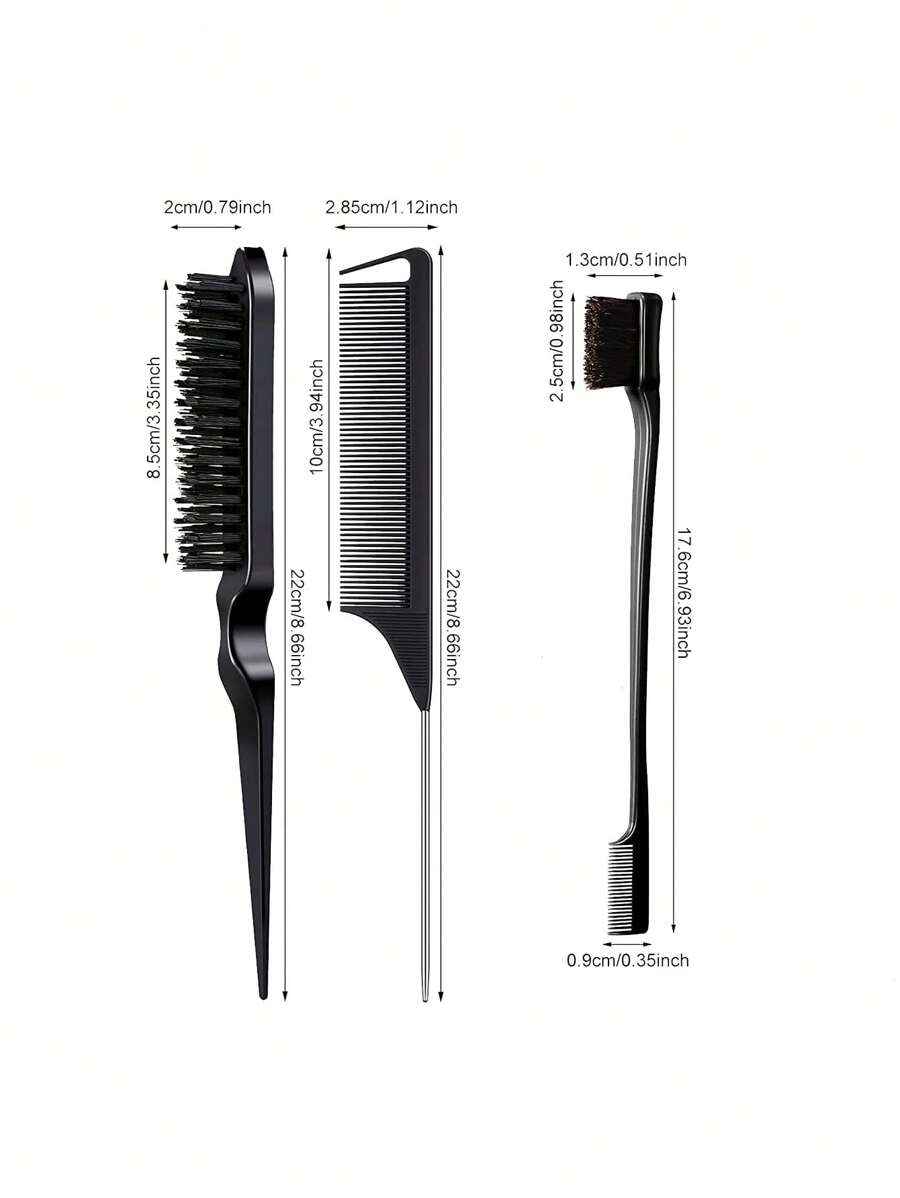 3pcs Unisex Hairdressing Tool Set Includes Pointed Tail Comb, Double ...