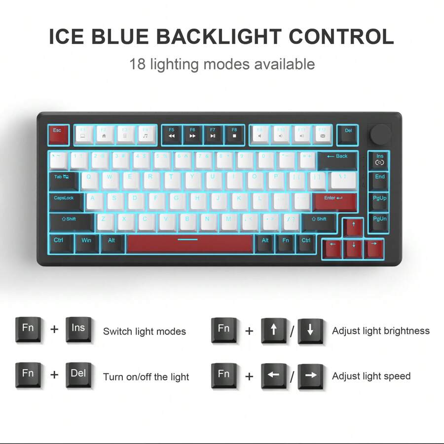 MageGee STAR75 Mechanical Gaming Keyboard with Knob Control, 75% ...