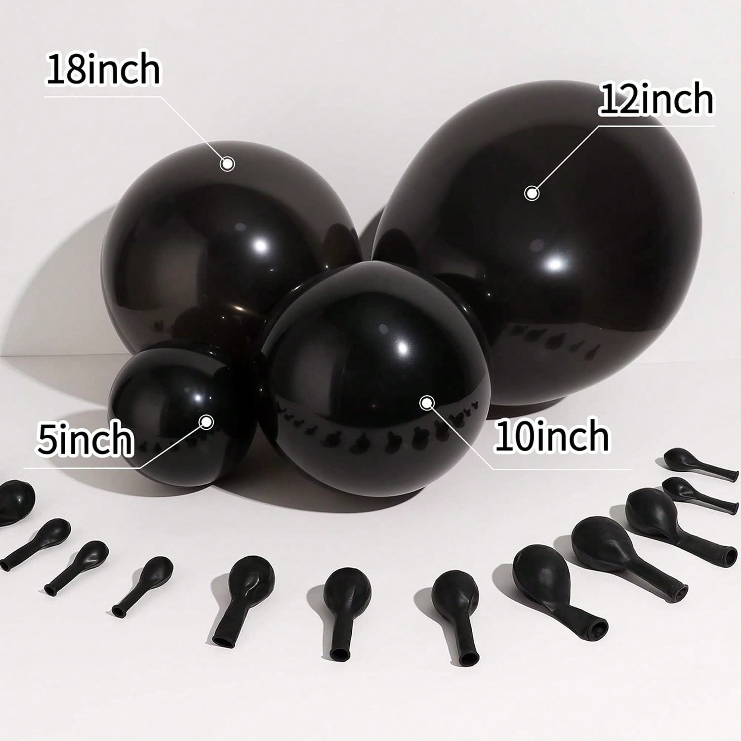 Black Balloon Different Sizes Garland - 50/114pcs Balloon Garland Kit ...