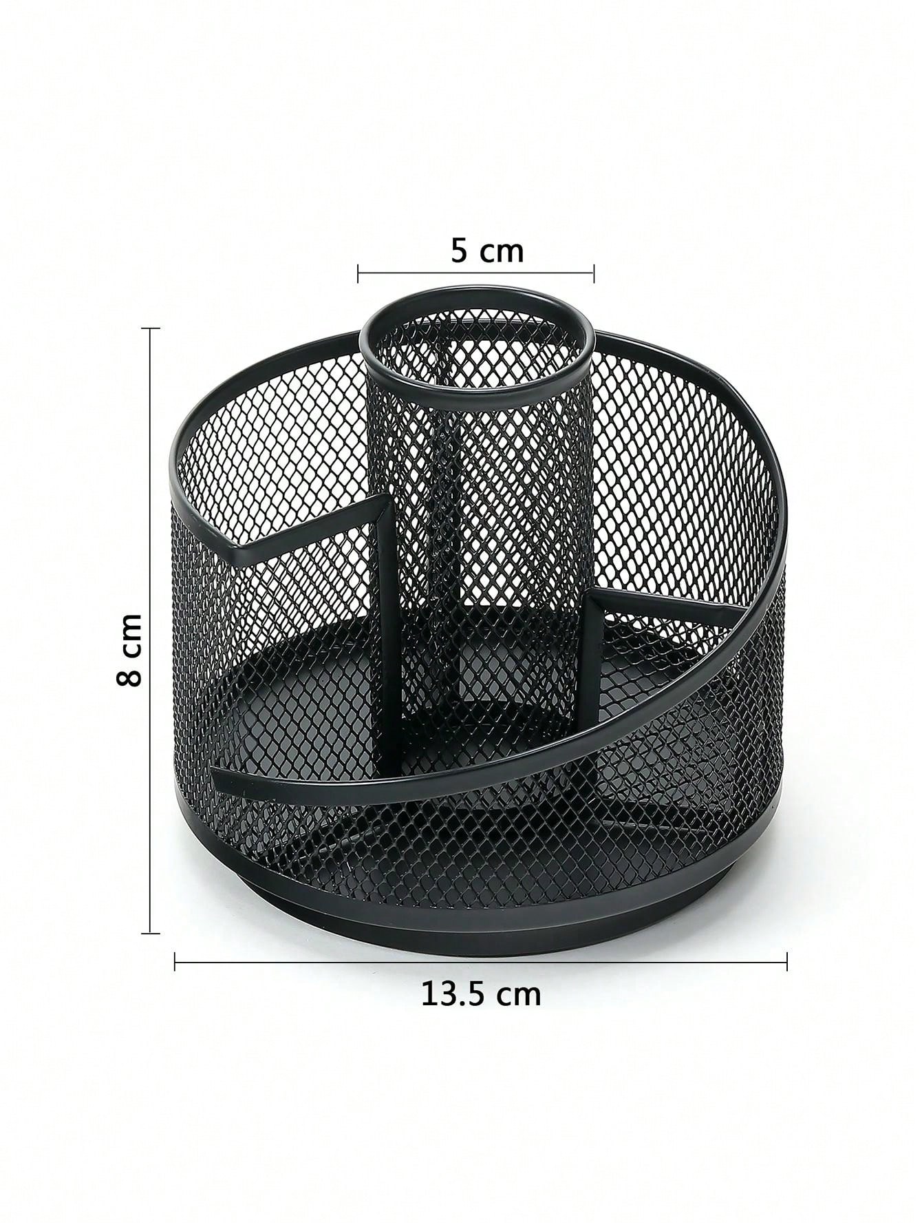 Rotating Mesh Desk Organizer, Black Metal Mesh Desk Organizer With 360 ...