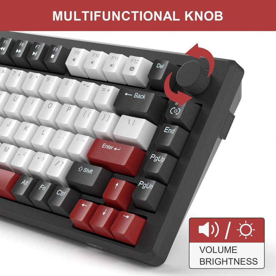 MageGee STAR75 Mechanical Gaming Keyboard with Knob Control, 75% ...