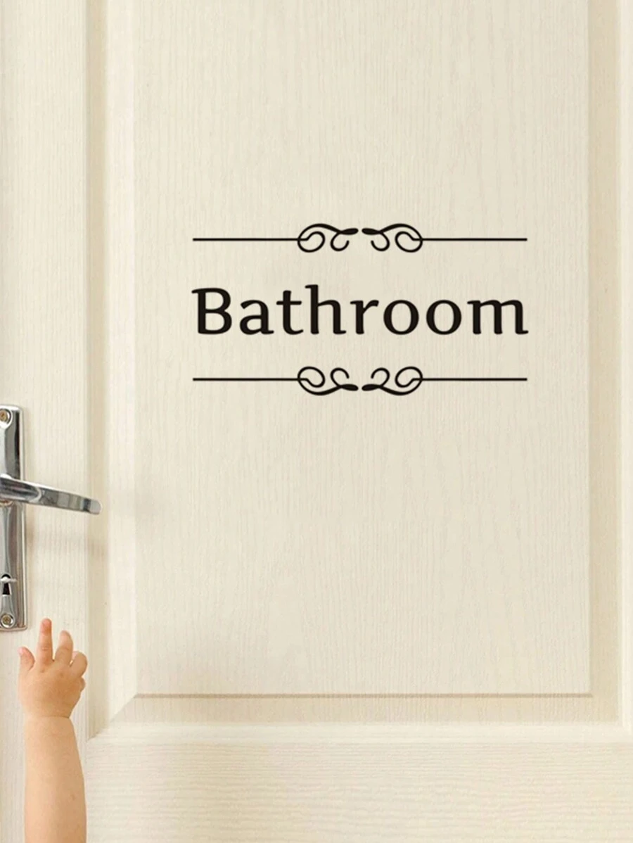 1PC Black Letter Bathroom Sign Toilet Wall Decals WC Shower Room Door ...