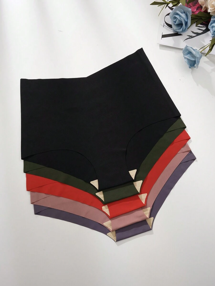 5pcs/Pack Women High Waisted Seamless Sexy Comfortable Triangle Panties ...
