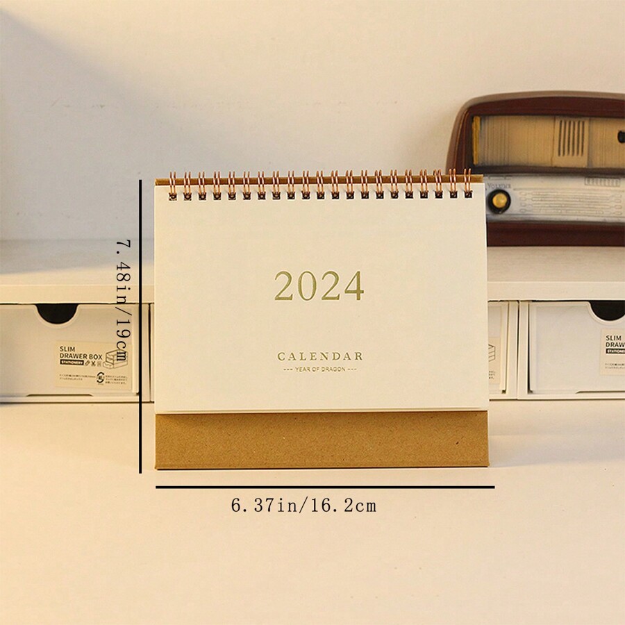 2024 Simple Kraft Paper Desktop Calendar One Piece, Office/home Simple ...