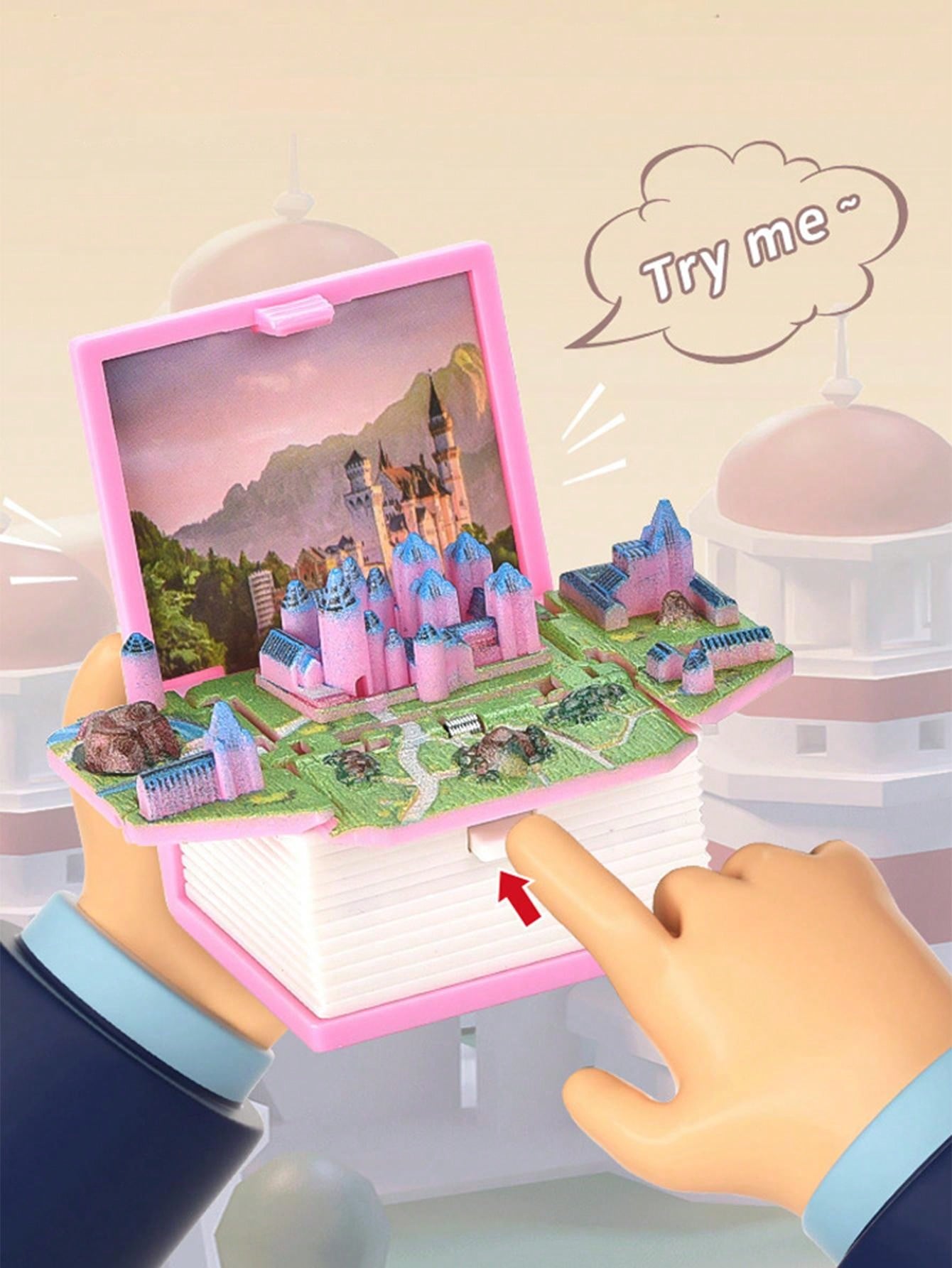 3d Folding Explosion Box Mini Book Keychain Toy, Space Astronaut Themed Puzzle Castle Creative ...