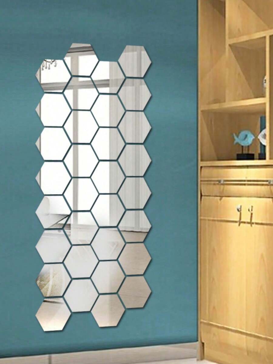 12pcs Geometric Design Mirror Wall Sticker, Modern PMMA Wall Mirror ...
