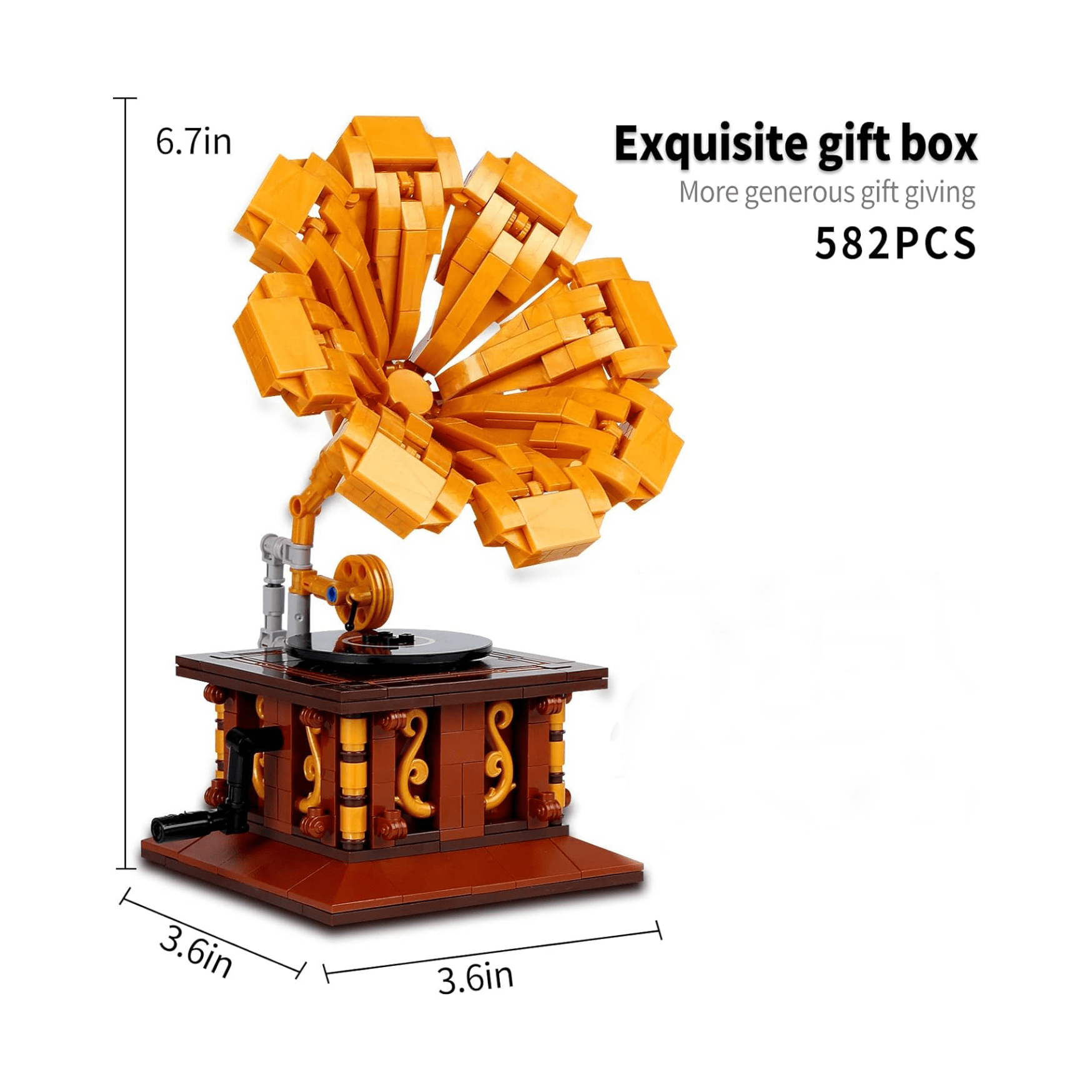 Retro Record Player 1 Set Abs Building Blocks Classic Nostalgic Record ...