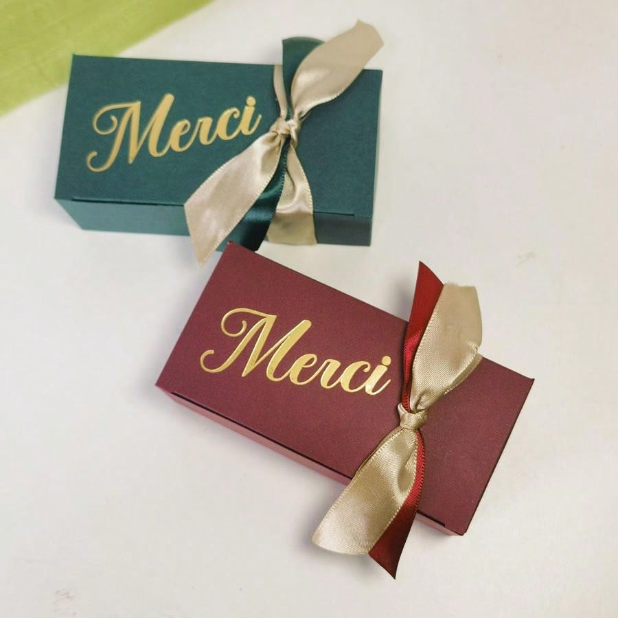 New 10pcs Black White Merci Candy Bag French Thank You Rectangle Gift ...