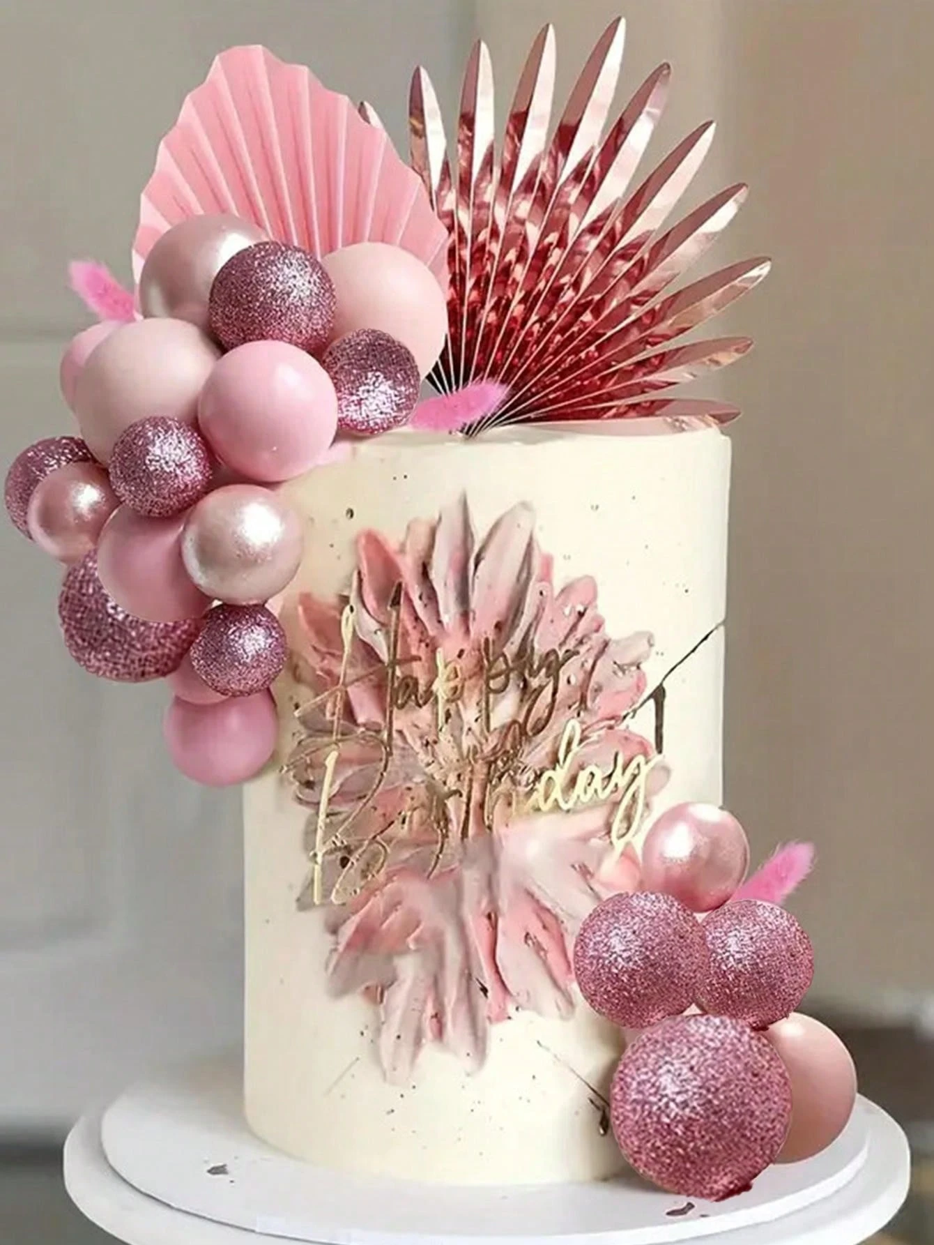 20pcs Pink Powder Filled Balloon Birthday Cake Decorating Toppers ...