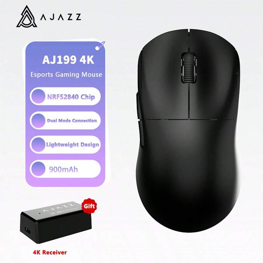Mouse Para Jogos Ajazz Aj199 Com Fio / 2.4g Dual Mode Paw3395 Mouse Leve Sem Fio Chicken Versão ...