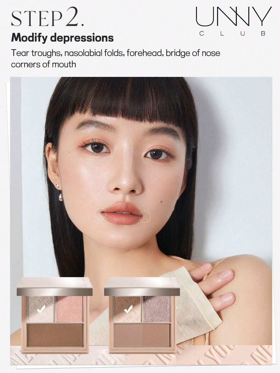 unny club Shimmer Powder Contour Palette, Highlighter Contour All-in ...