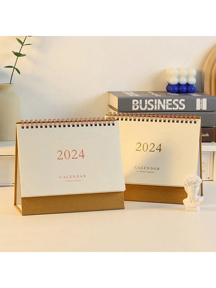 2024 Simple Kraft Paper Desktop Calendar One Piece, Office/home Simple ...