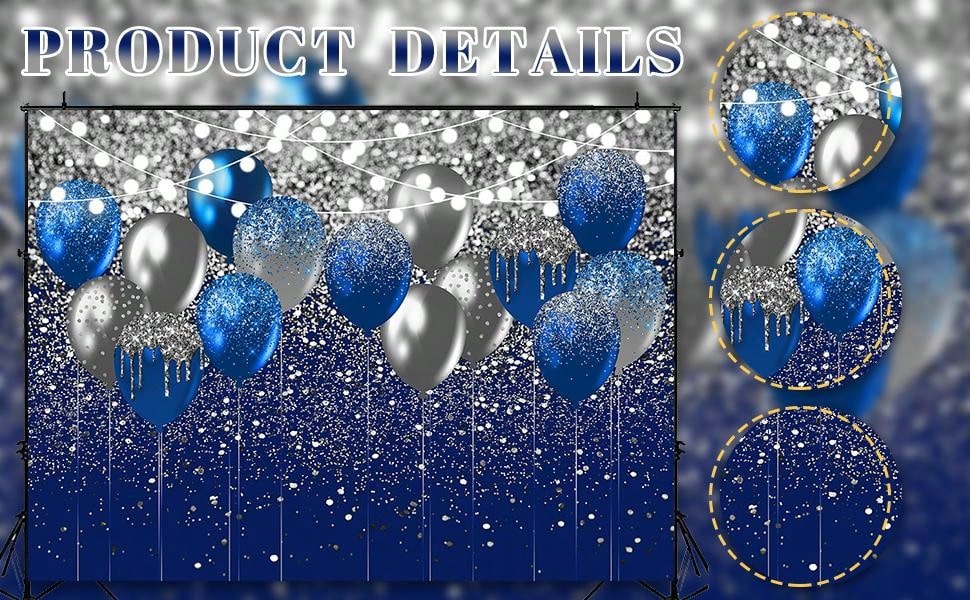 Royal Blue Glitter Backdrop for Birthday Wedding Prom Graduation ...