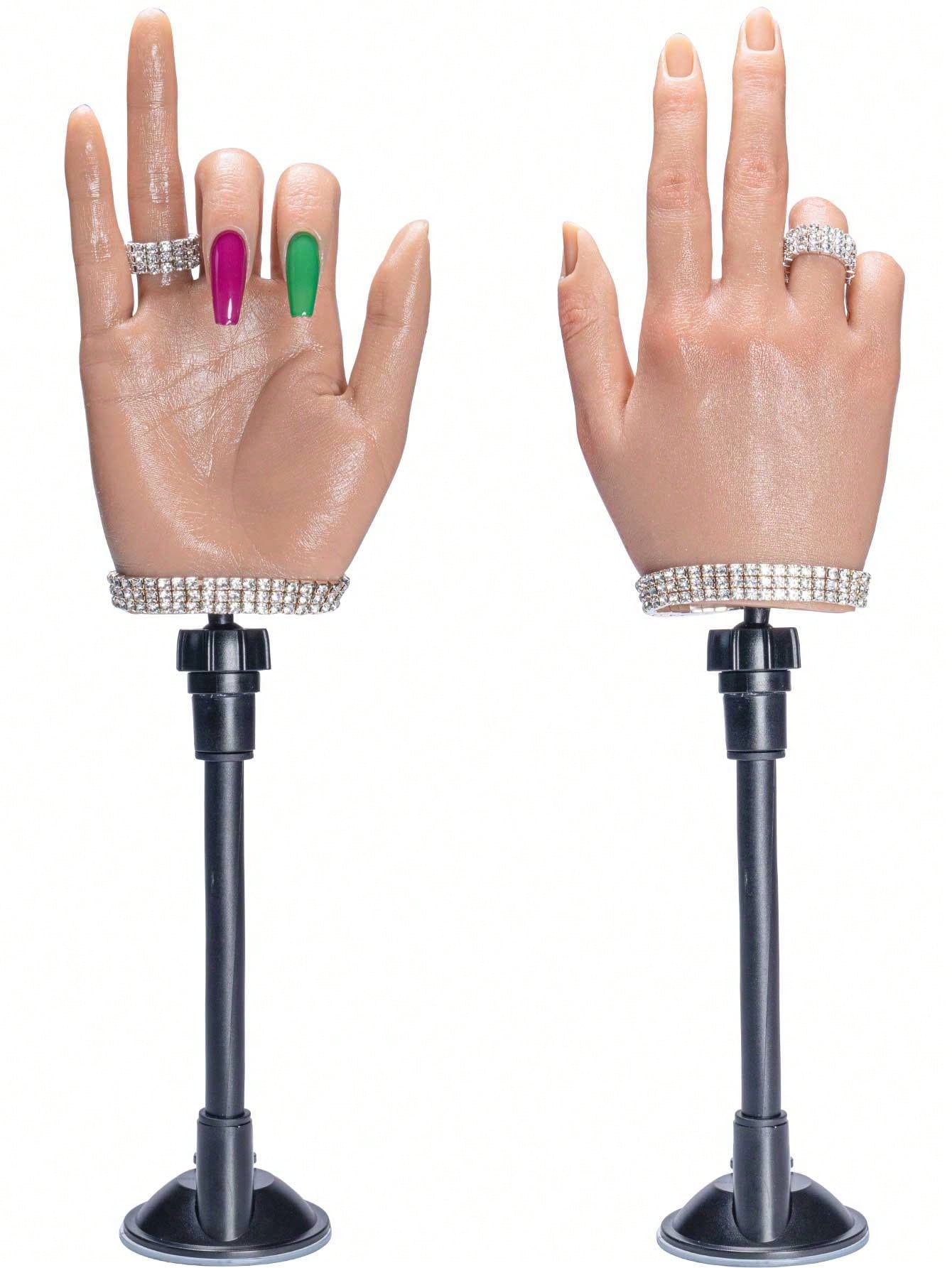 1 Piece Left Hand #3 Nail Training Fake Hand For Acrylic Nails Silicone ...