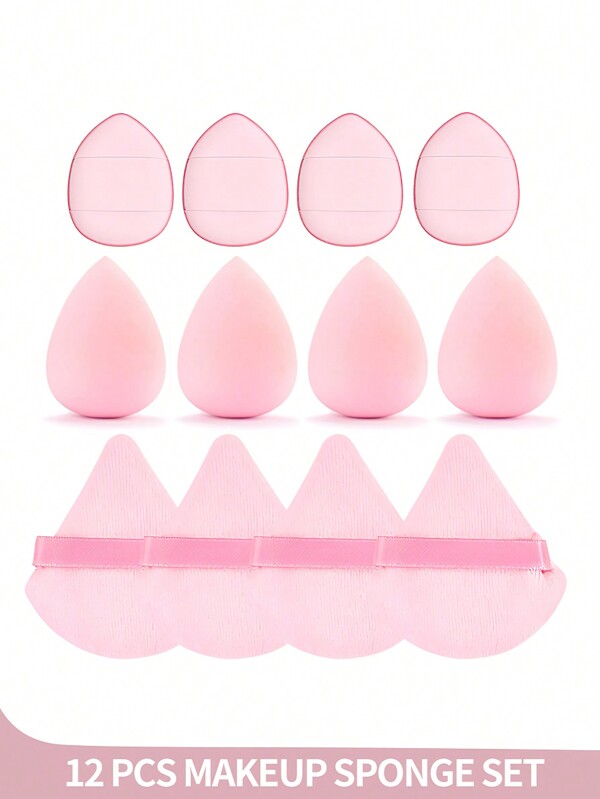 12pcs Makeup Powder Puff Set With Triangle Velvet Sponge, Mini Cushion ...