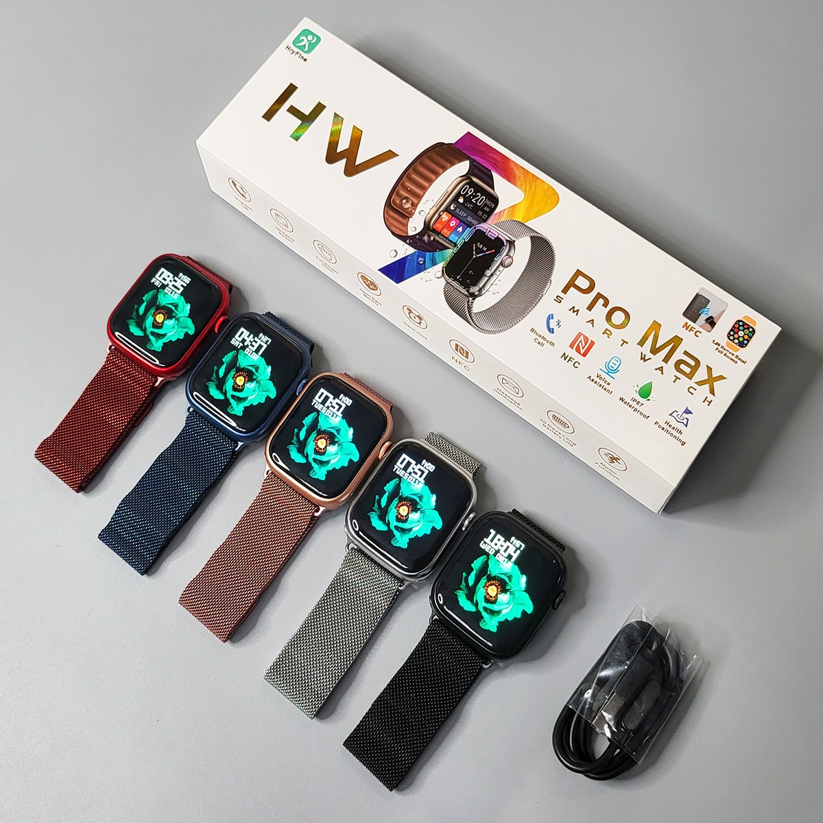 SC&S ，SMART WATCH HW7 PROMAX，IP67, RELOJ inteligente, CORREA METALICO ...