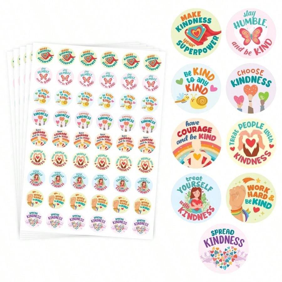 540pcs Kindness Stickers In Bulk - 10 Sheets Of Positive Stickers ...