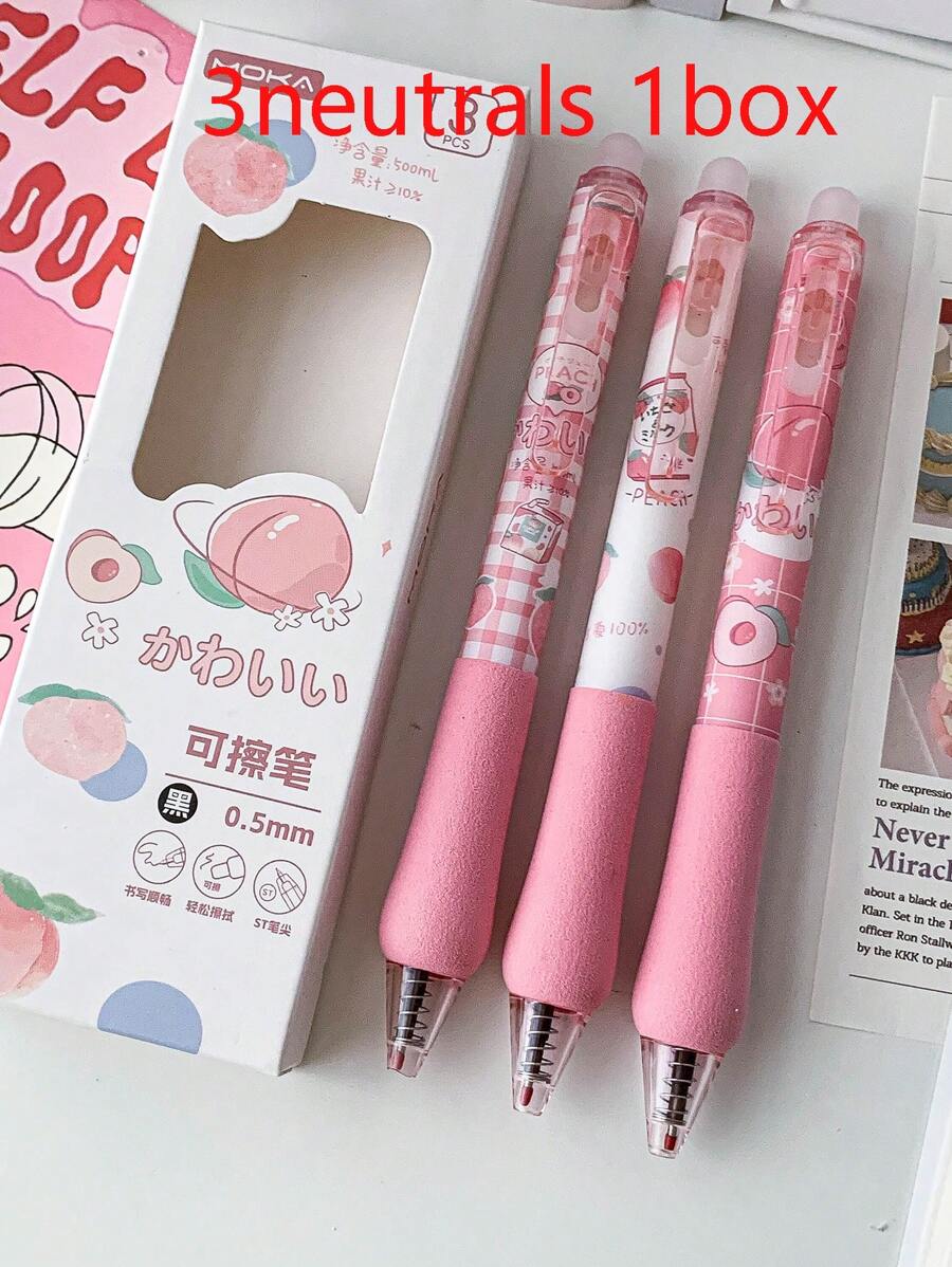 3pcs/set Neutral Pens, Erasable & Refillable, Soft Cushion Grip & Style ...